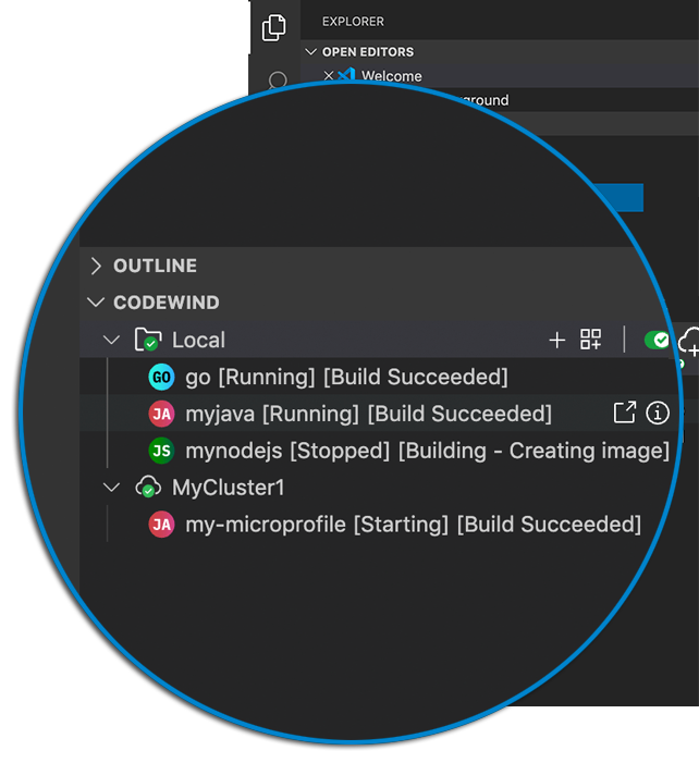 "Codewind Welcome Page" in VS Code · Issue #153 · eclipse-archived/codewind · GitHub