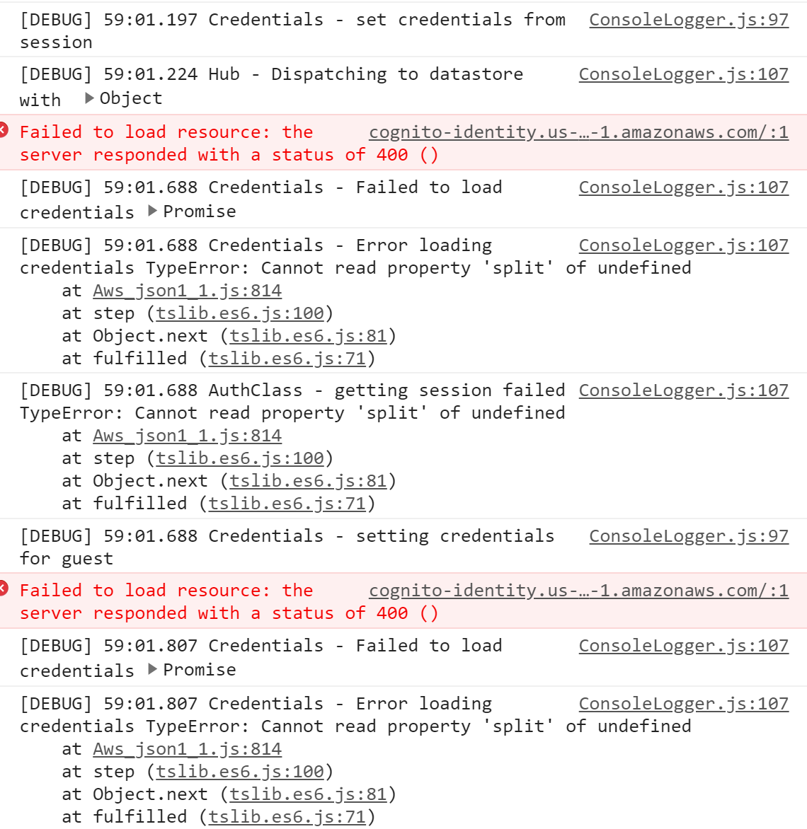 Cognito error: The server did not understand the operation that was requested · Issue #7113 ...
