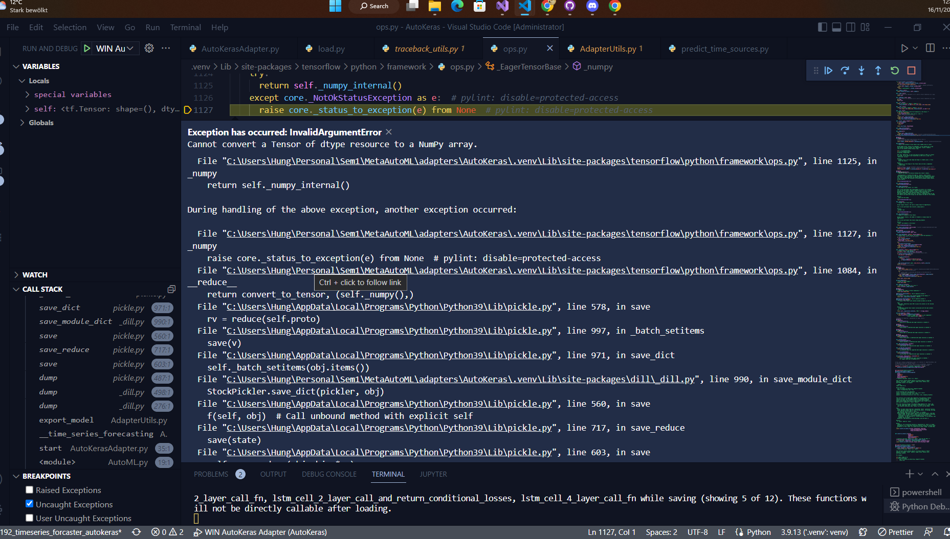 Bug: TypeError in fit function of time series forecaster AutoKeras with AirQuality data set ...