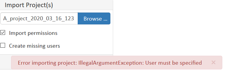 'user not specified error' when importing rezipped projects · Issue #1640 · inception-project ...