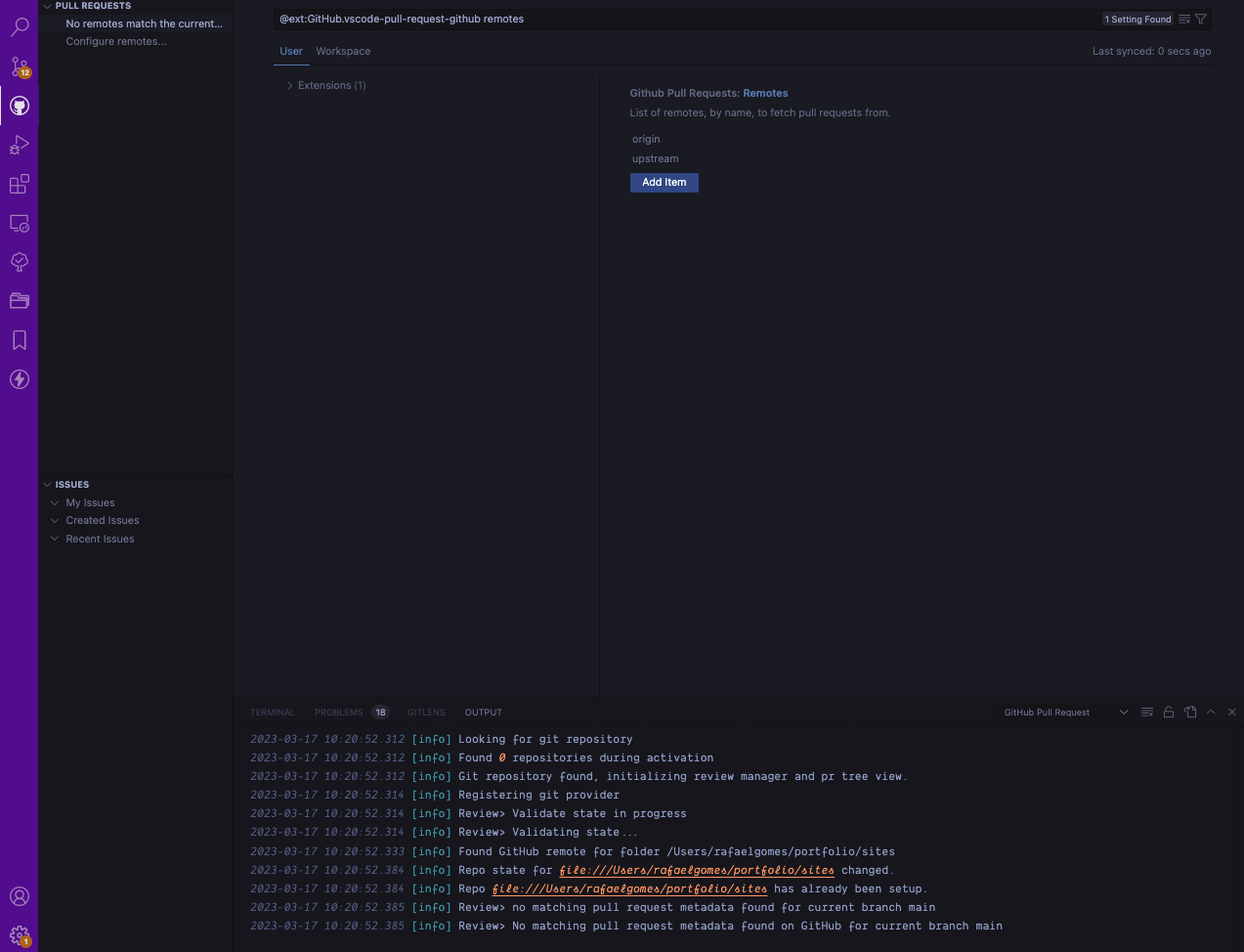 No remotes match the current setting. But logs show it found remote ...