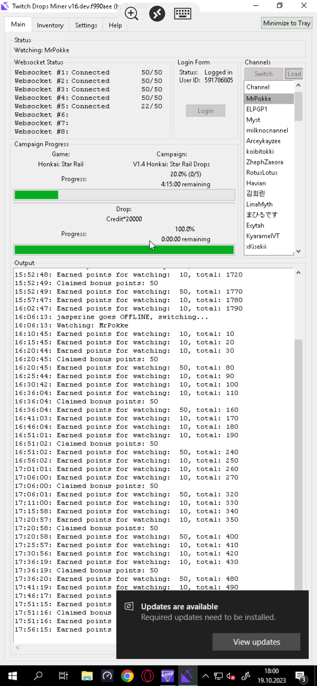 Watching Stream But not counting · Issue #327 · DevilXD/TwitchDropsMiner · GitHub