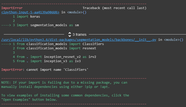 ImportError: cannot import name 'Classifiers' · Issue #386 · qubvel/segmentation_models · GitHub