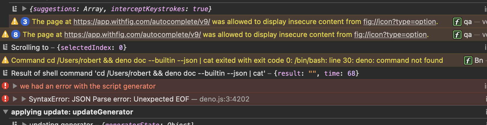 postProcess in generators can't get the output of script · Issue #1247 · withfig/fig · GitHub