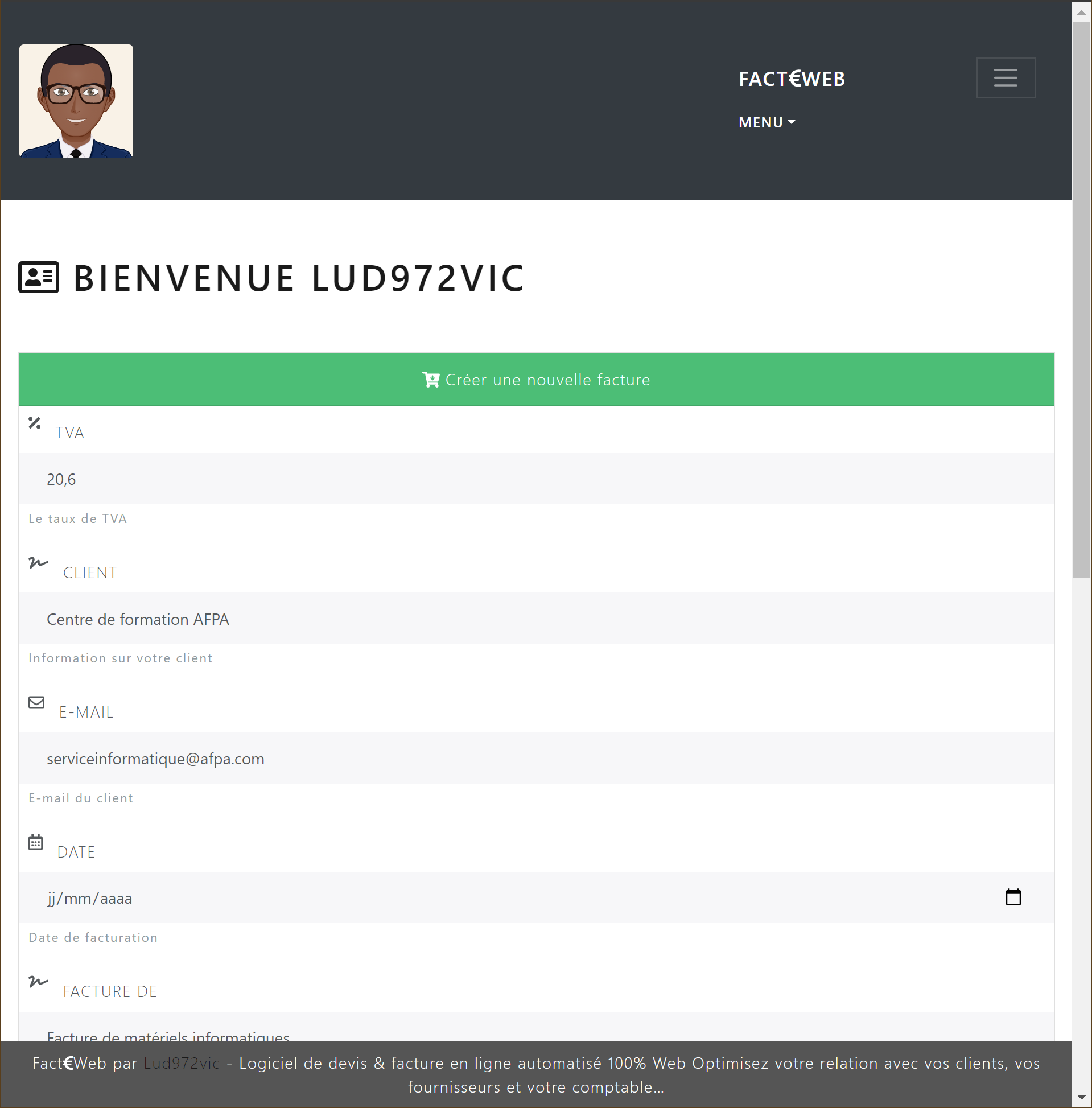 GitHub - Lud972vic/Afpa-Fact-Web: Projet PHP MySQL, Session Utilisateur & Admin, Export de la ...