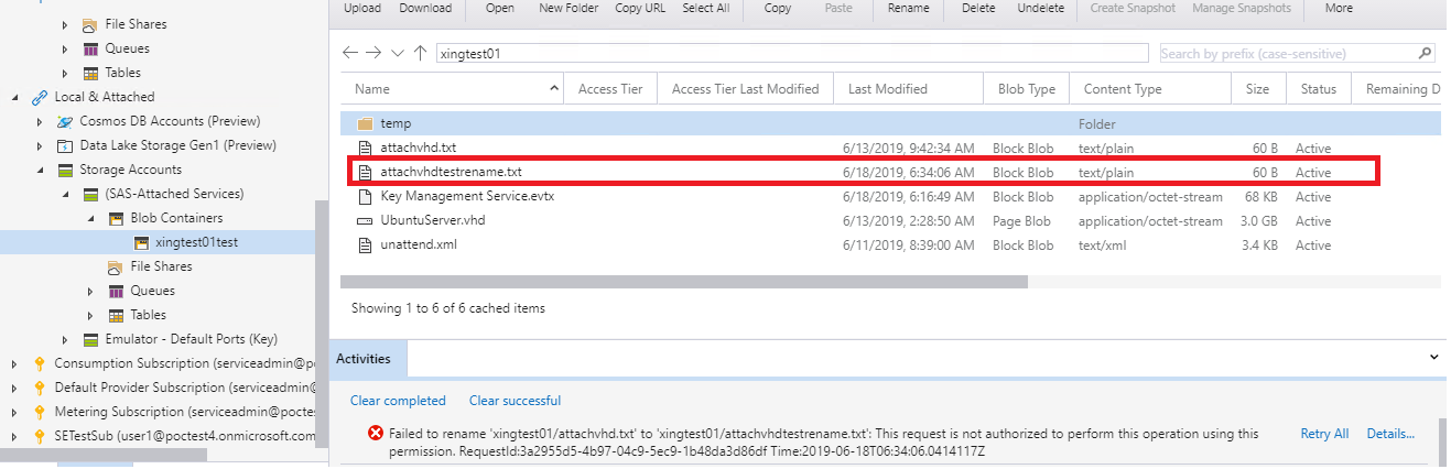 Rename blob failed when connect by SAS on container with ‘read+write +list’ permission make a ...