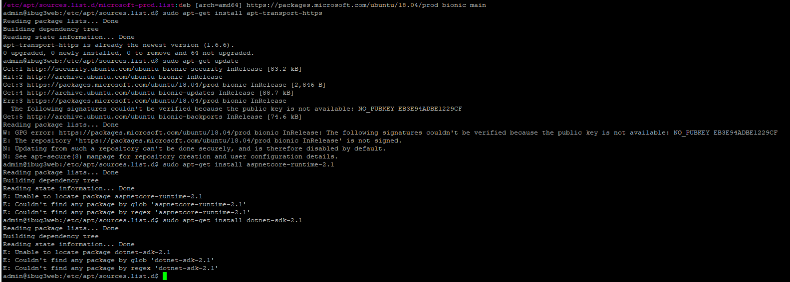 Core Sdk Installition Fails On Ubuntu 18041 · Issue 3323 · Dotnetruntime · Github