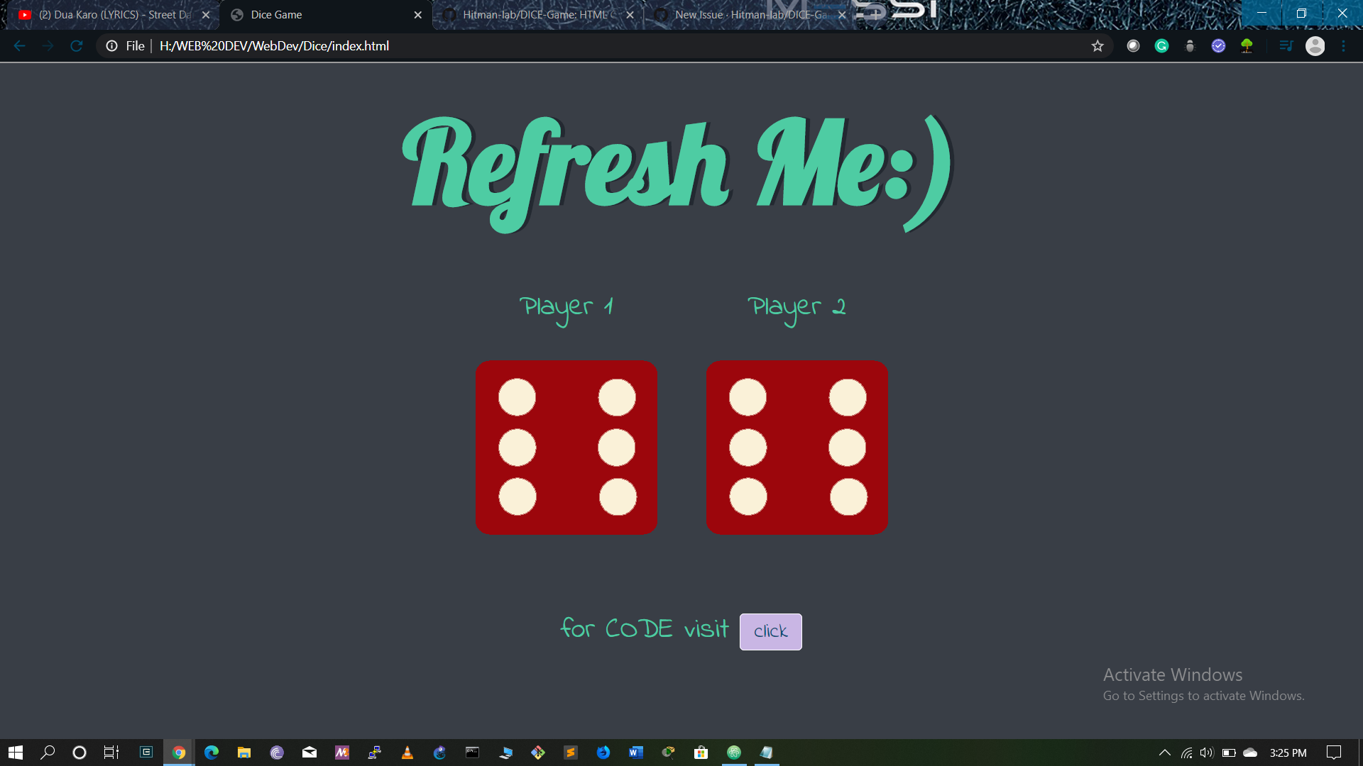 GitHub - Hitman-lab/DICE-Game: HTML CSS JAVASCRIPT