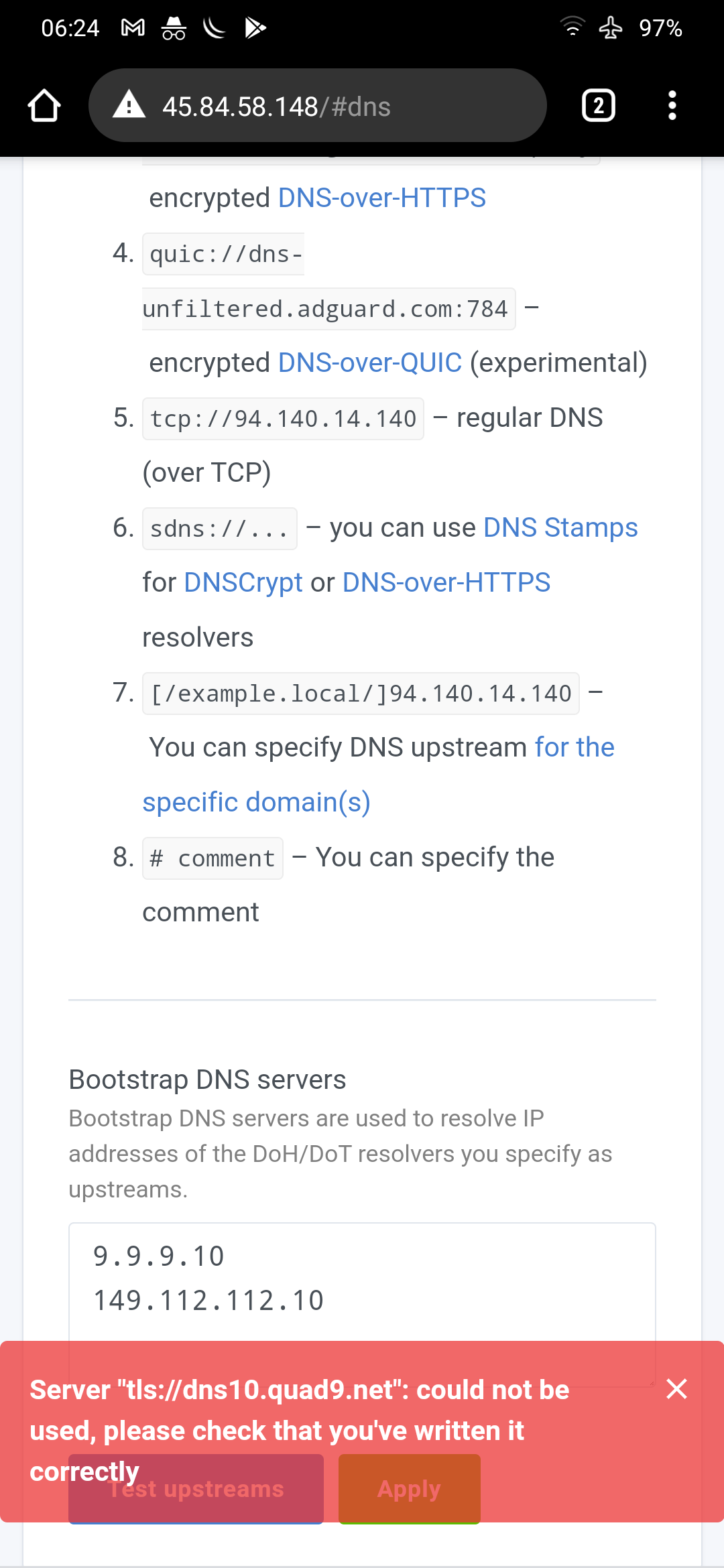 Issue when using Quad9 · Issue #2791 · AdguardTeam/AdGuardHome · GitHub