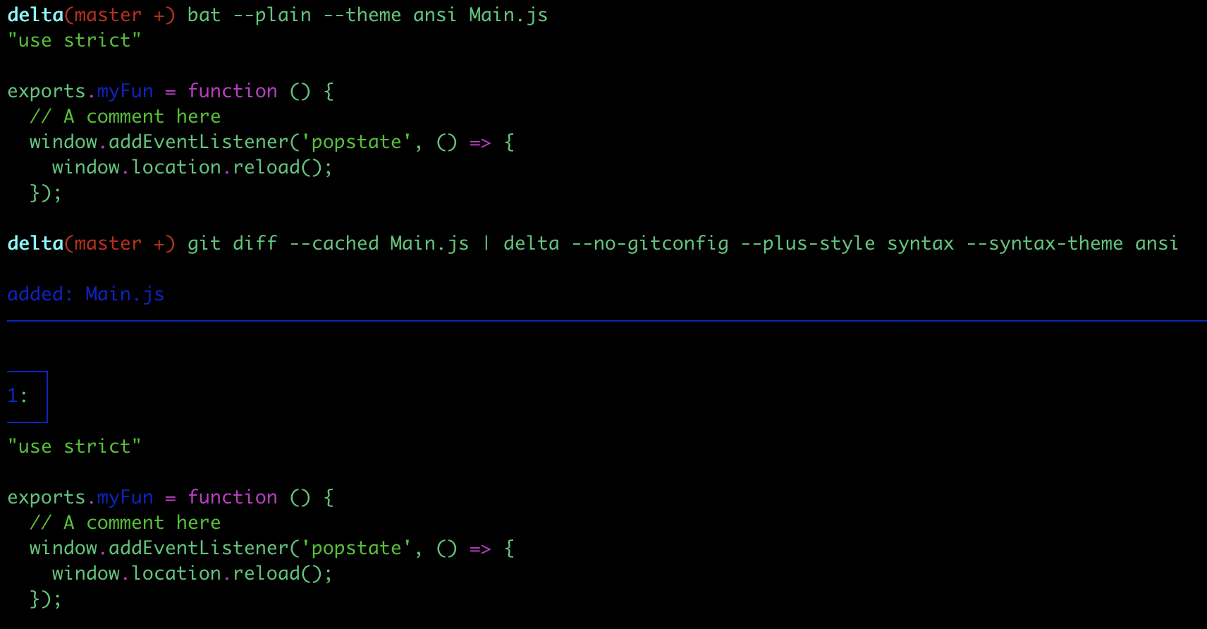 🐛 ansi syntax theme is incorrect (differs from bat) · Issue #757 · dandavison/delta · GitHub