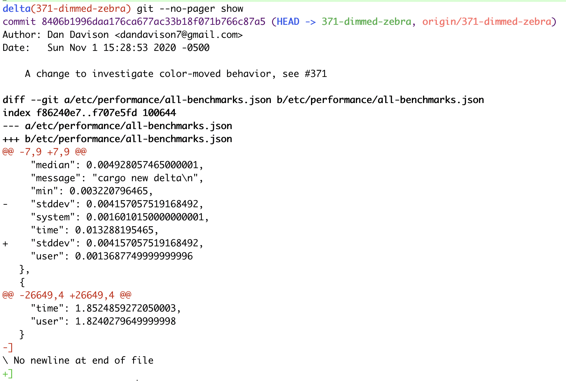 🐛 Dimmed-zebra doesn't show whether line is removed vs. added · Issue #371 · dandavison/delta ...