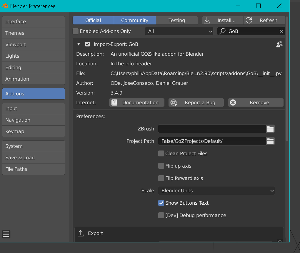 Errors when Exporting · Issue #189 · JoseConseco/GoB · GitHub