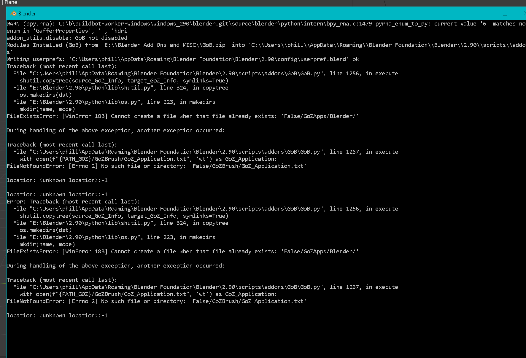 Errors when Exporting · Issue #189 · JoseConseco/GoB · GitHub