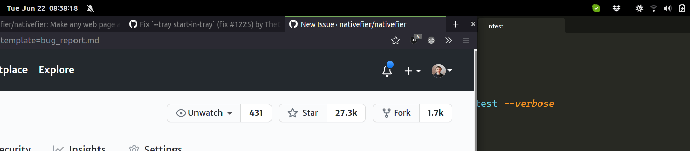 [regression/linux] Tray icon (backed by gnome-shell-extension-appindicator) consumes all ...