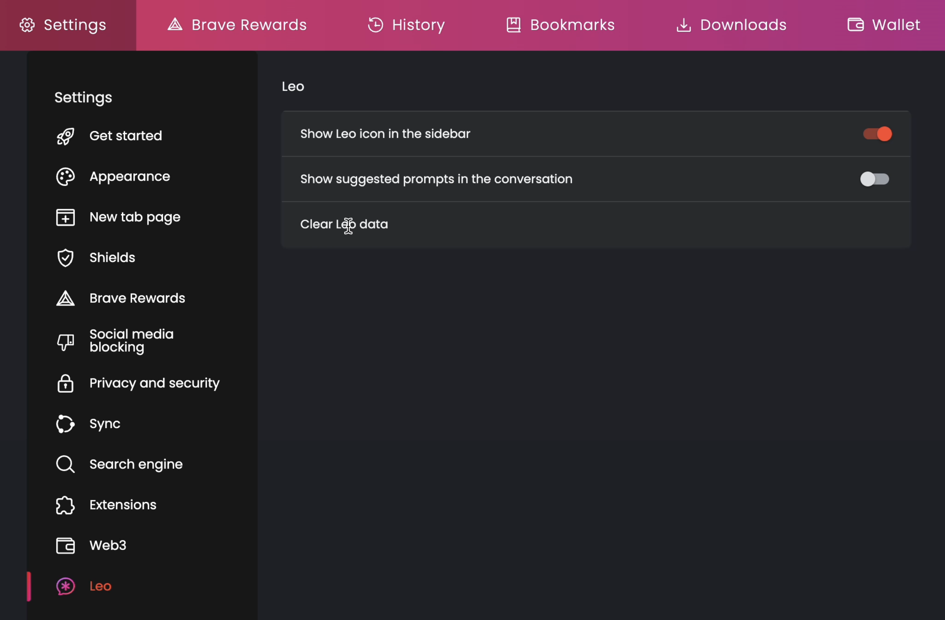 "Clear Leo data" cursor does not signify it's clickable · Issue #32529 · brave/brave-browser ...