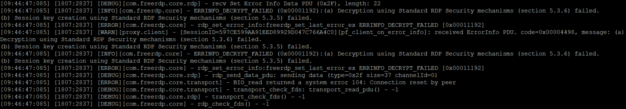 RDP_SECURITY Connection is disconnected during connection. · Issue #6713 · FreeRDP/FreeRDP · GitHub