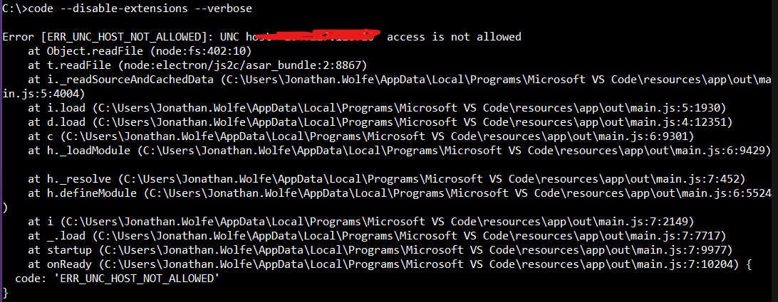 Error [err Unc Host Not Allowed] Unc Host Dv Local Access Is Not Allowed · Issue 182178
