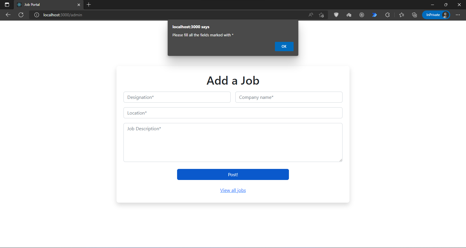Form validation for add a job form · Issue #8 · Google-Developer ...