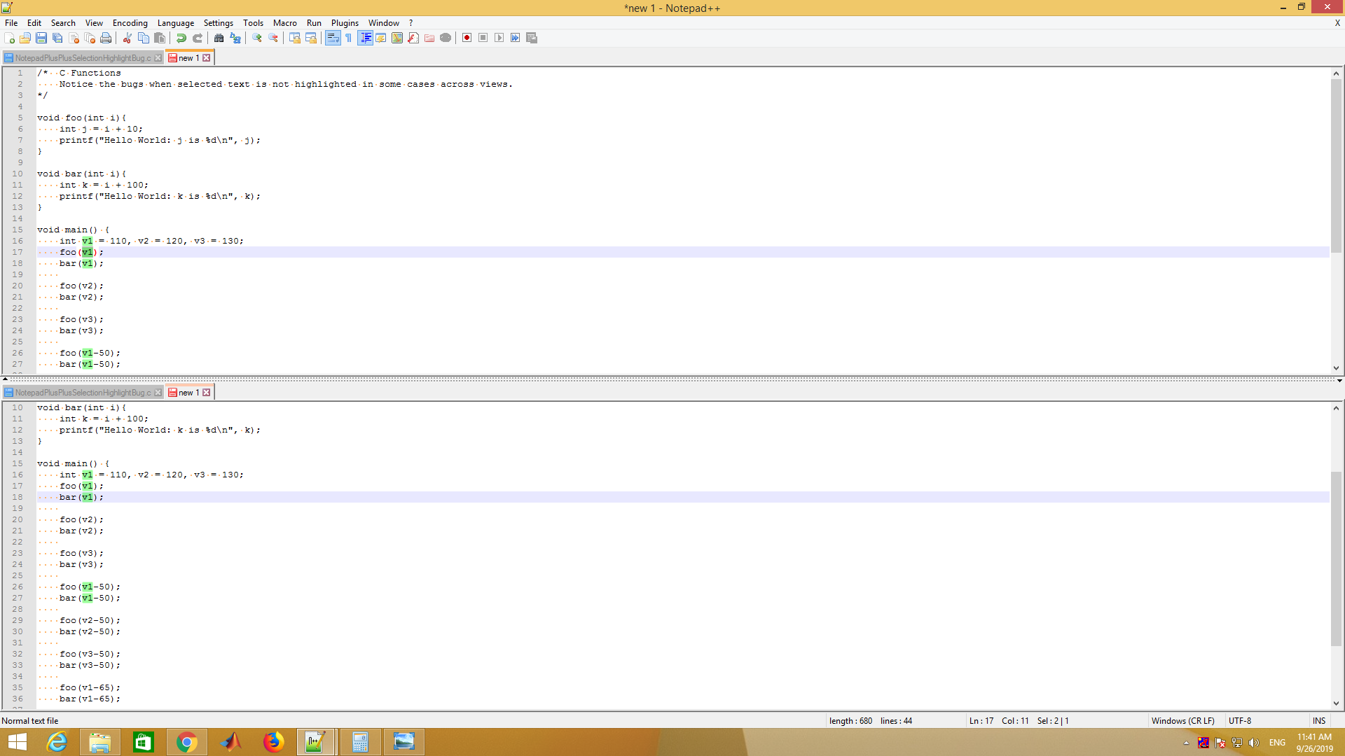 All Instances Aren't Highlighted (In Green Highlighting Of Selected Text) When "Clone To Other ...