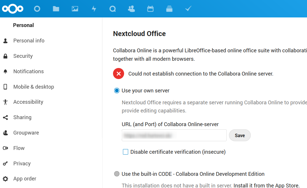 Could not establish connection to the Collabora Online server · Issue #1311 · nextcloud/all-in ...
