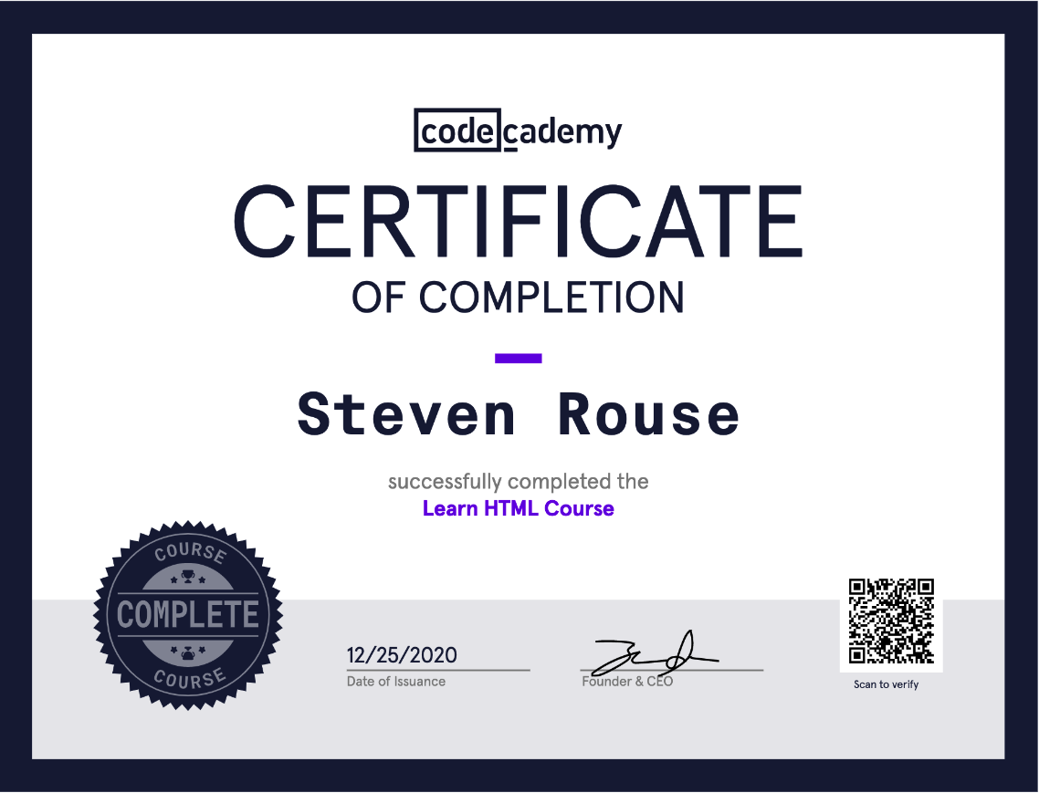 GitHub - ROUSE-prog/Certifications: Certifications earned though CodeCademy such as Front-end ...