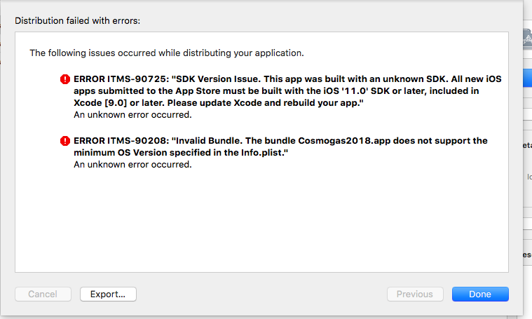 App Store: ERROR ITMS-90725 (apps must be built with iOS 11.0+ included in Xcode 9.0+) · Issue ...