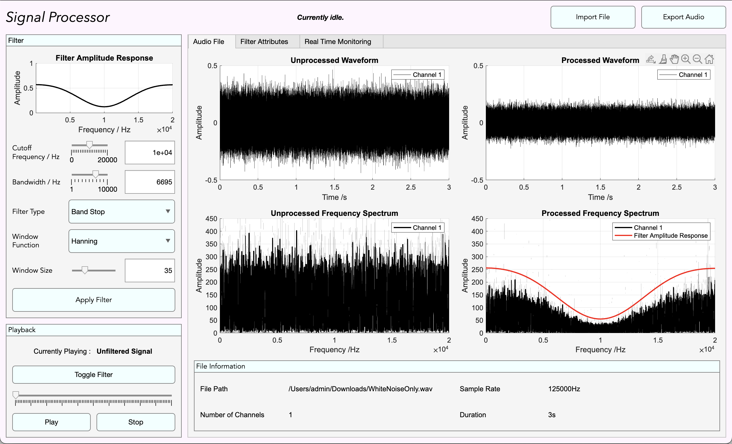 GitHub - a-soca/Signal-Processor: Finite impulse response filtering and ...