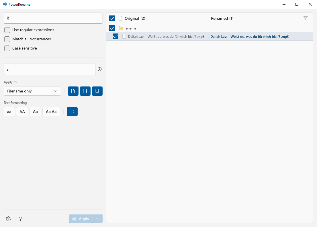 PowerRename cannot rename ß to ss · Issue #28509 · microsoft/PowerToys · GitHub