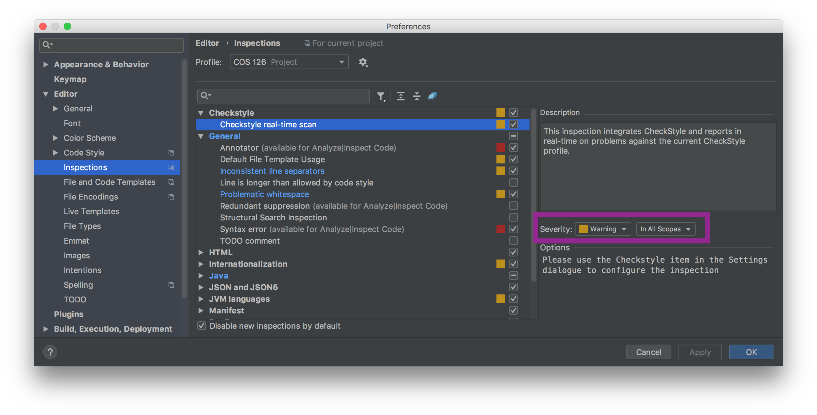 Inspection Highlighting For Errors Vs Warnings · Issue 411 · Jshiell Checkstyle Idea · Github