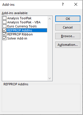 Excel and Office 365 · Issue #182 · usnistgov/REFPROP-wrappers · GitHub