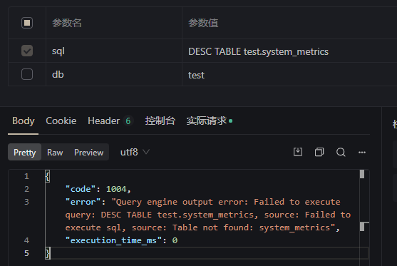 "DESC TABLE" in http sql api does not support `db` param · Issue #912 · GreptimeTeam/greptimedb ...