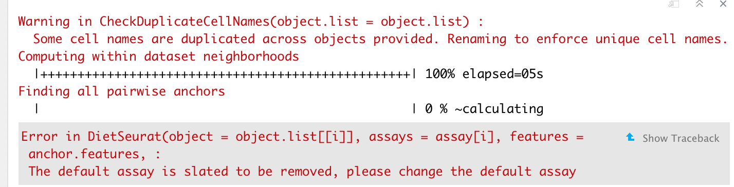 Error in DietSeurat(object = object.list[[i]], assays = assay[i], features = anchor.features ...