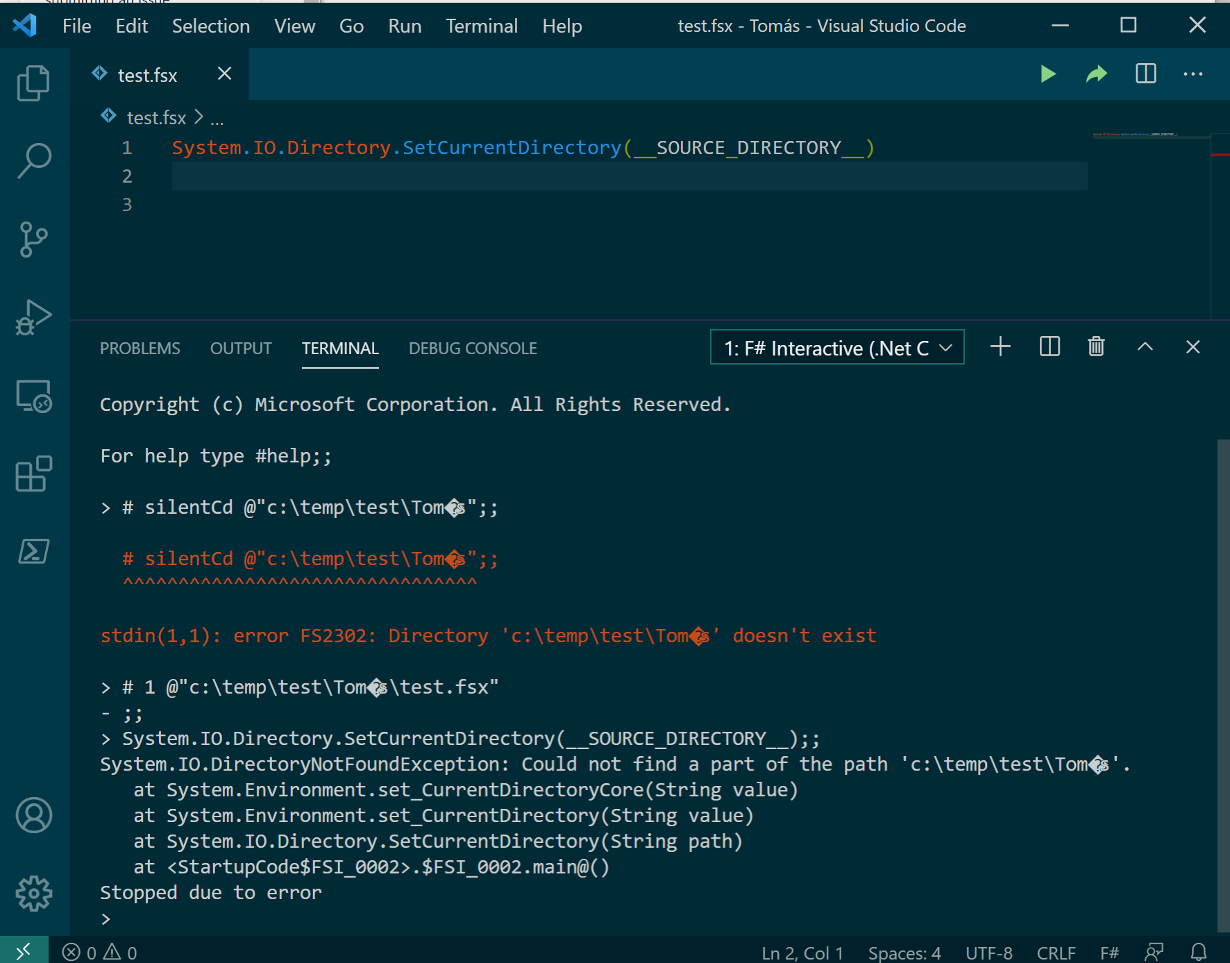 Ionide Does Not Handle Sending File Paths With Accents To Fsi · Issue