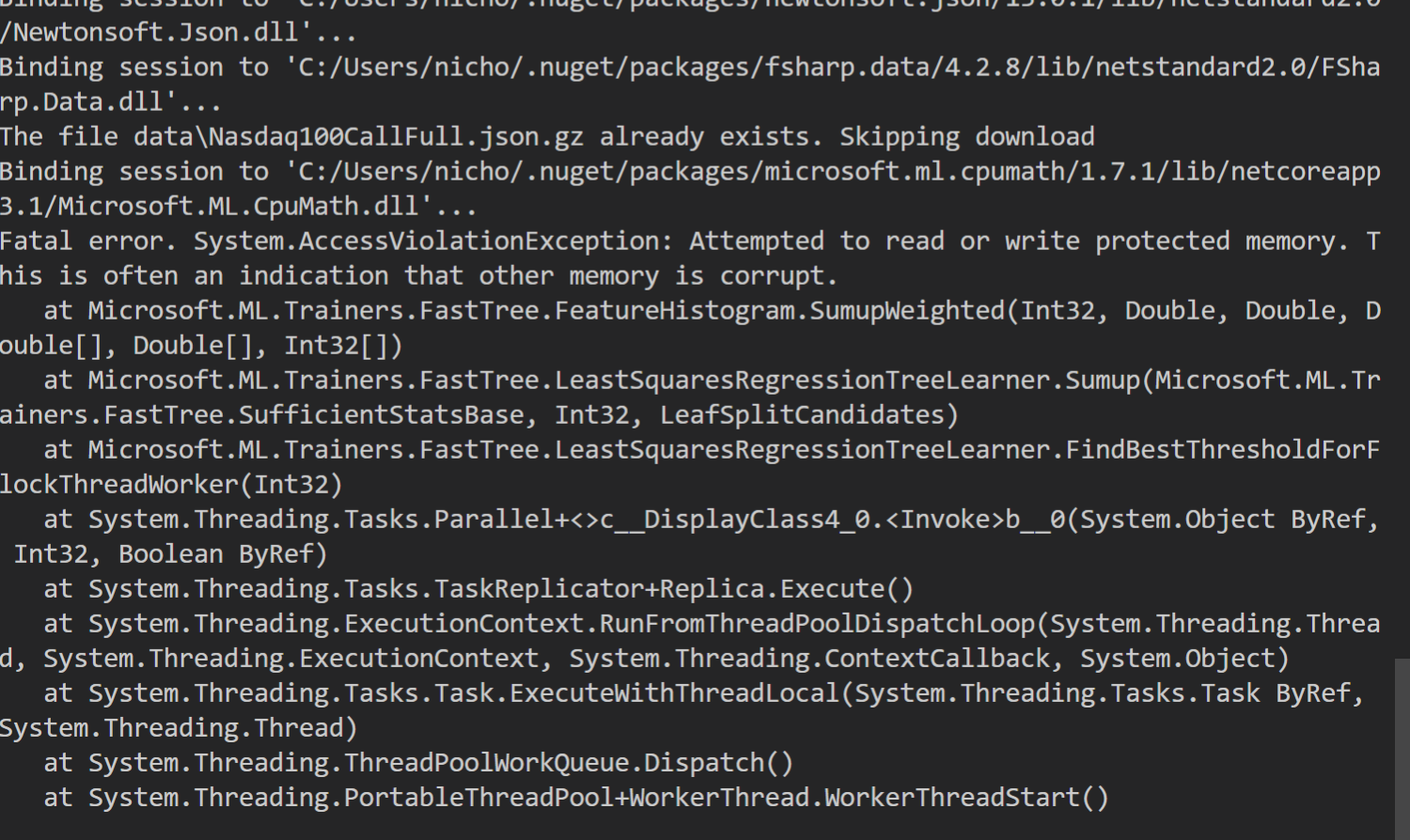 Corrupted memory and null reference crash with FastTree.FeatureHistogram · Issue #6186 · dotnet ...