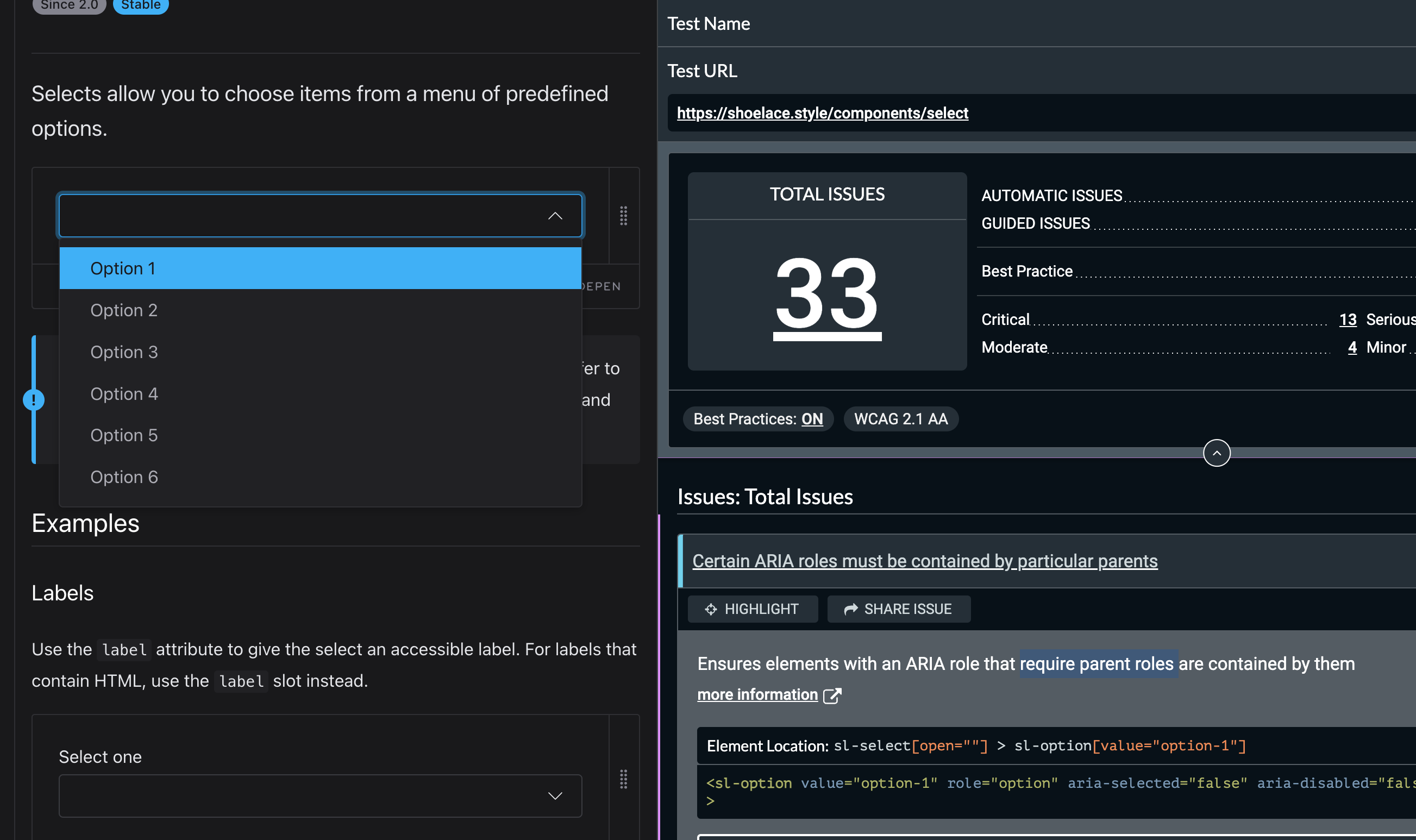 `sl-select` slot aria attributes violate accessibility · Issue #1287 ...