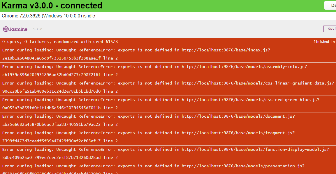 Karma/Jasmine: Error during loading: Uncaught ReferenceError: exports is not defined · Issue #5 ...