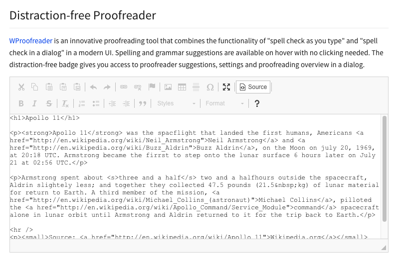 click on "source" button disabled the plugin. · Issue #25 · WebSpellChecker/wproofreader · GitHub