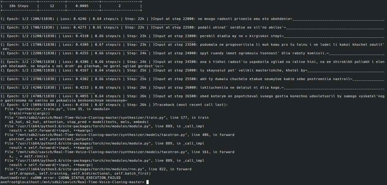 CUDNN_STATUS_EXECUTION_FAILED · Issue #744 · CorentinJ/Real-Time-Voice-Cloning · GitHub