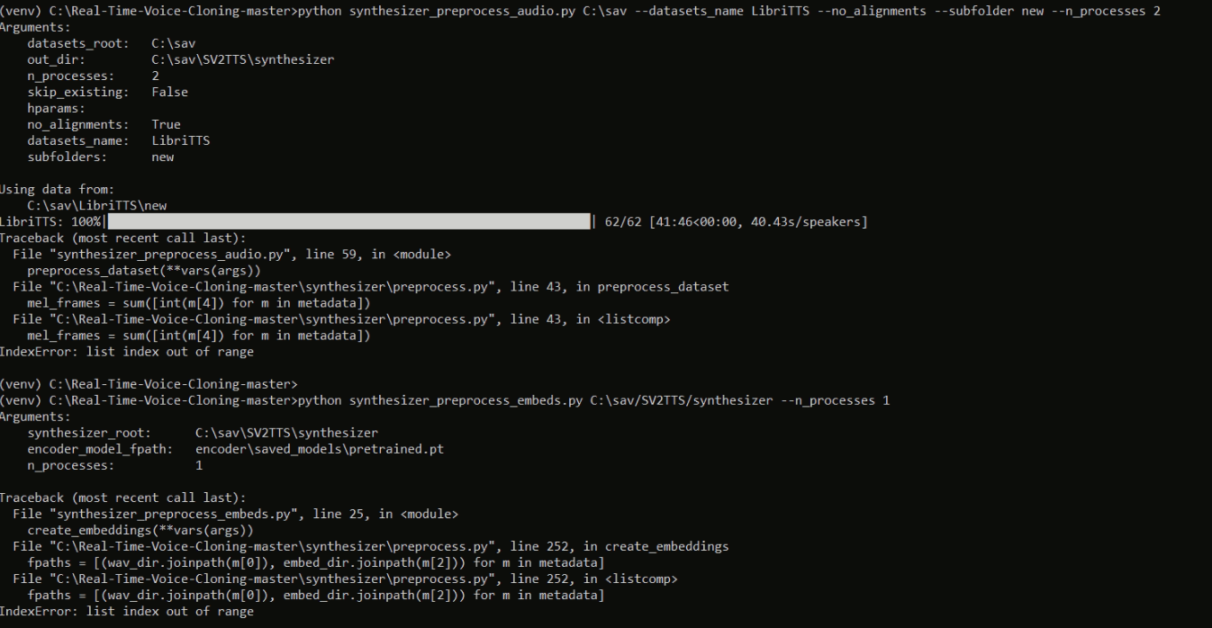 Error "list index out of range" in synthesizer_preprocess · Issue #749 · CorentinJ/Real-Time ...