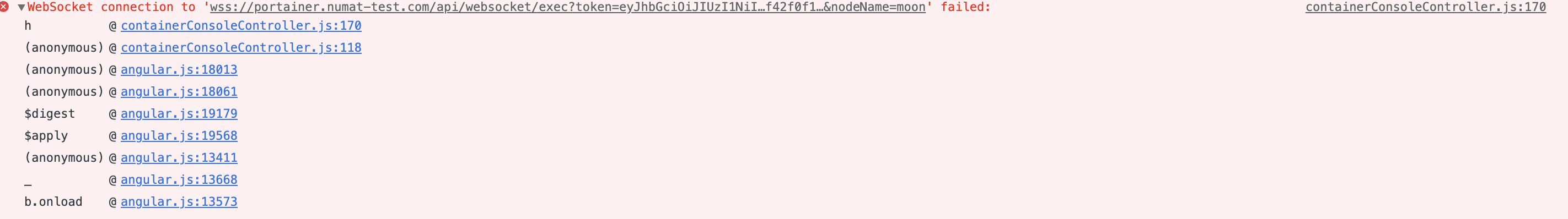 Connecting to container console silently fails if websockets are blocked · Issue #6353 ...