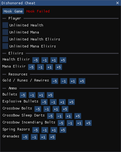 GitHub - Crayfry/Dishonored_Cheat_menu: Cheat menu for the Dishonored game