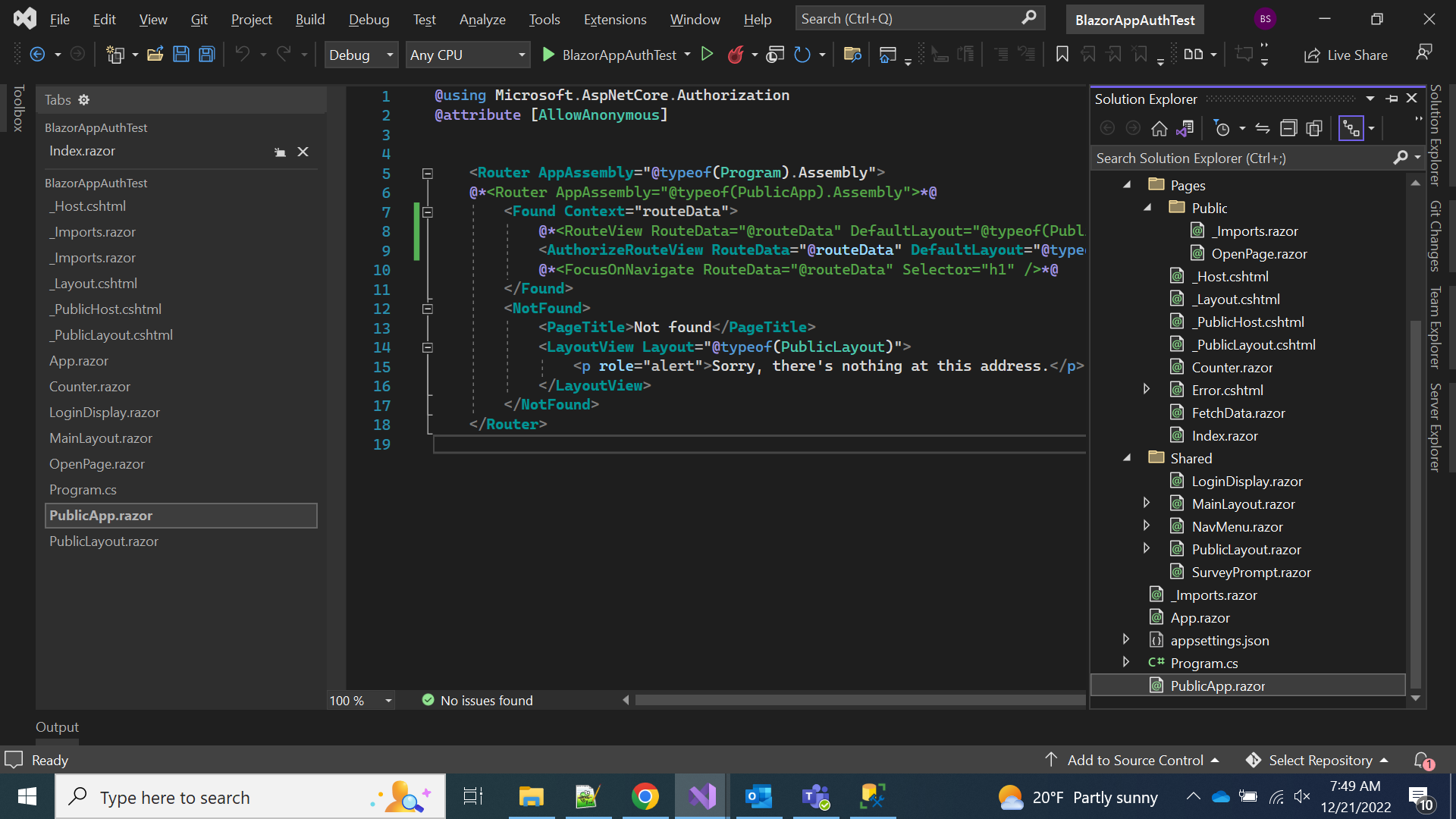 Blazor Server App integrated with Azure AD: Public/Anonymous pages not ...