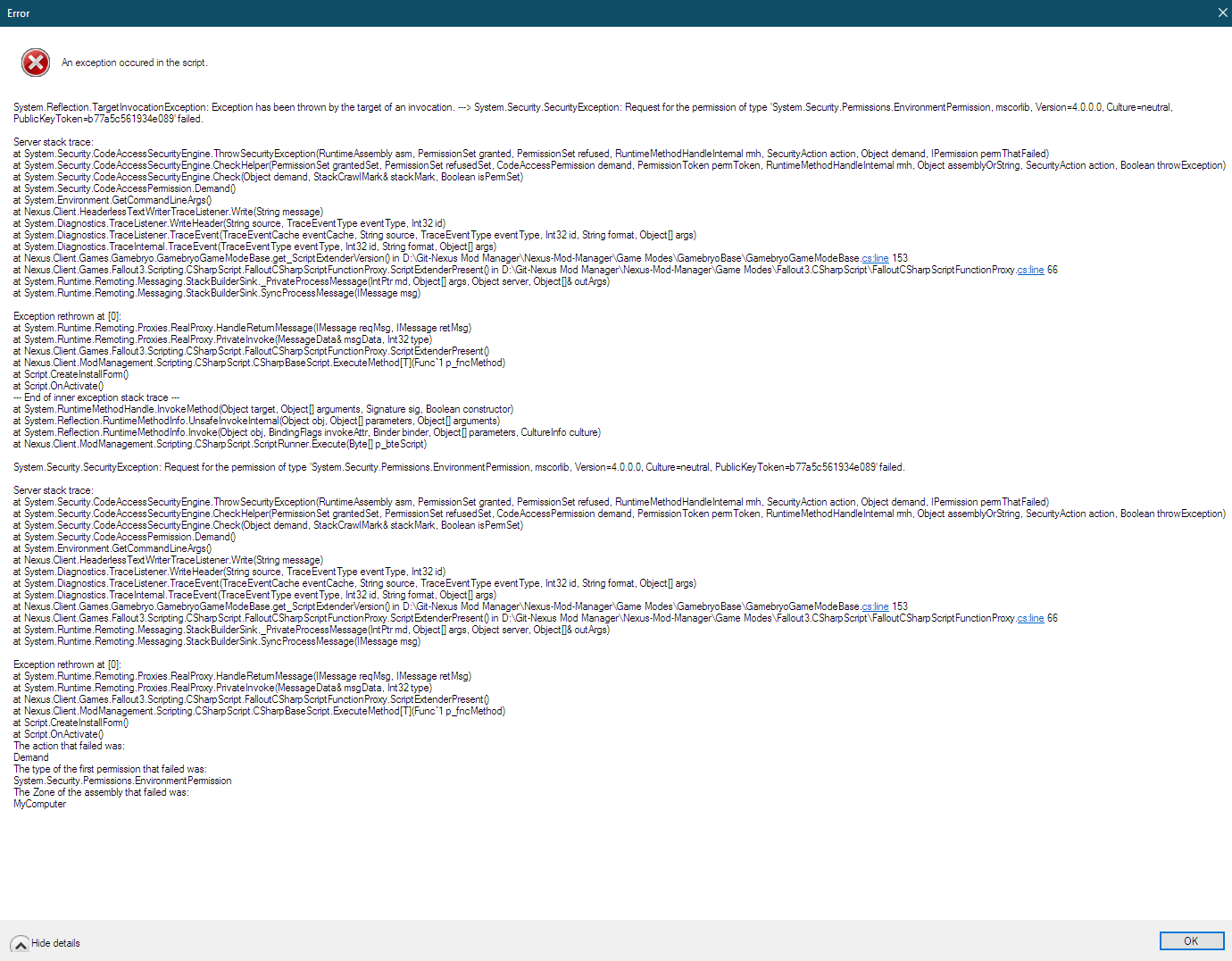 FNV An exception occurred in the script - NOT SHELL EXTENSION RELATED · Issue #855 · Nexus-Mods ...