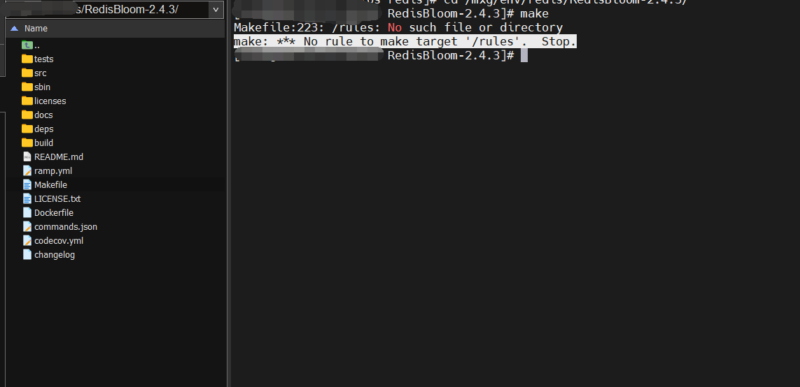 make: *** No rule to make target '/rules'. Stop.2.4.3 · Issue #607 · RedisBloom/RedisBloom · GitHub