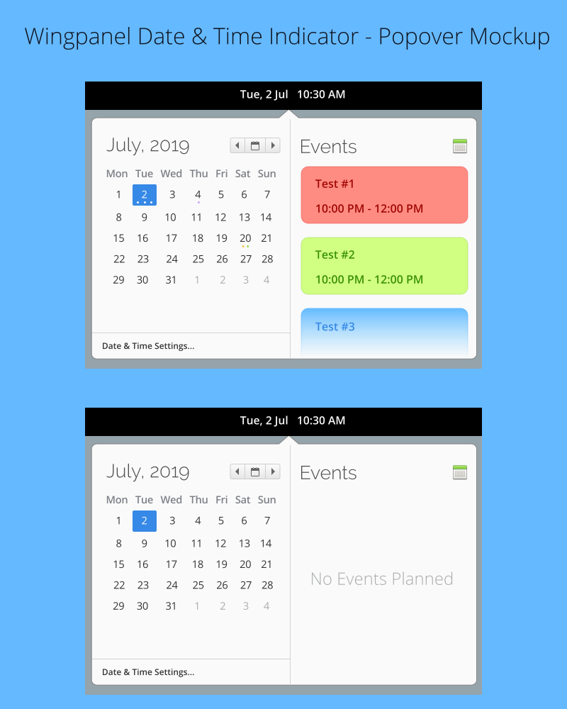 Events In The Popup Calendar Should Appear As Dots · Issue 91 · Elementarywingpanel Indicator