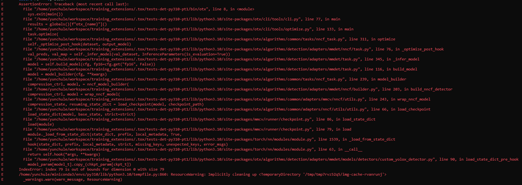 Indexerror While Nncf Optimization Regression Testing With Yolox S
