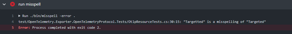 Spell check in CI seems to not useful · Issue #3031 · open-telemetry/opentelemetry-dotnet · GitHub