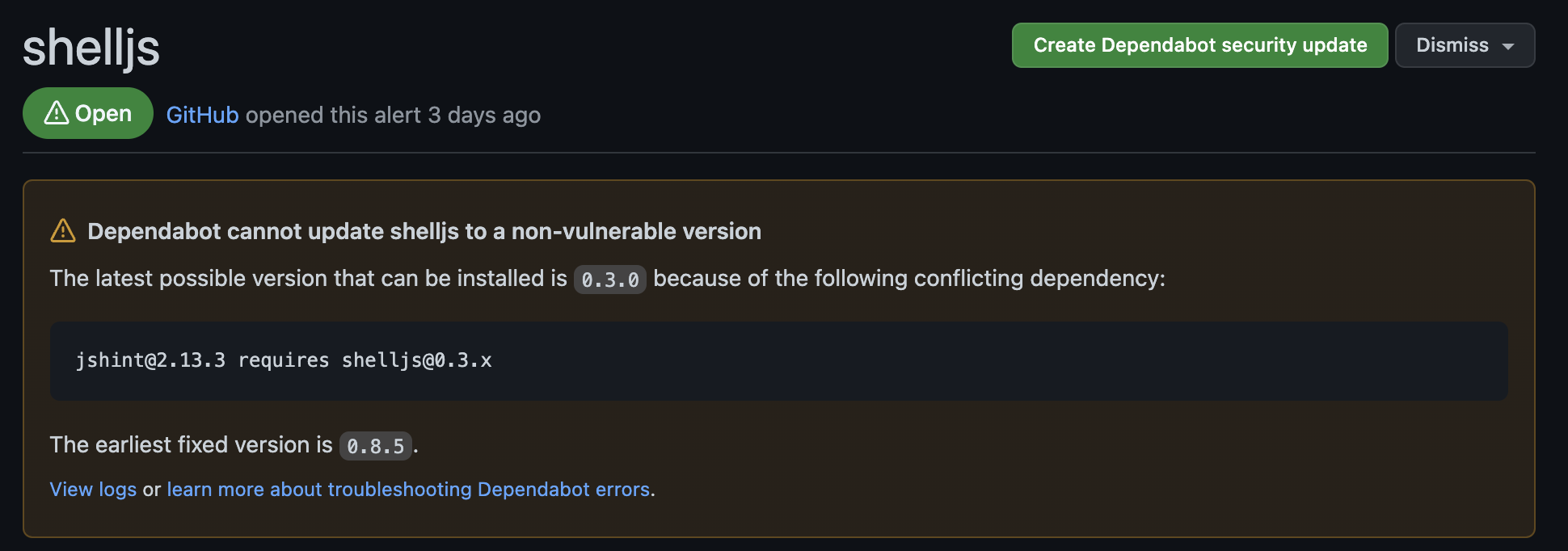 Security Upgrade Shelljs Version To 085 · Issue 3599 · Jshint