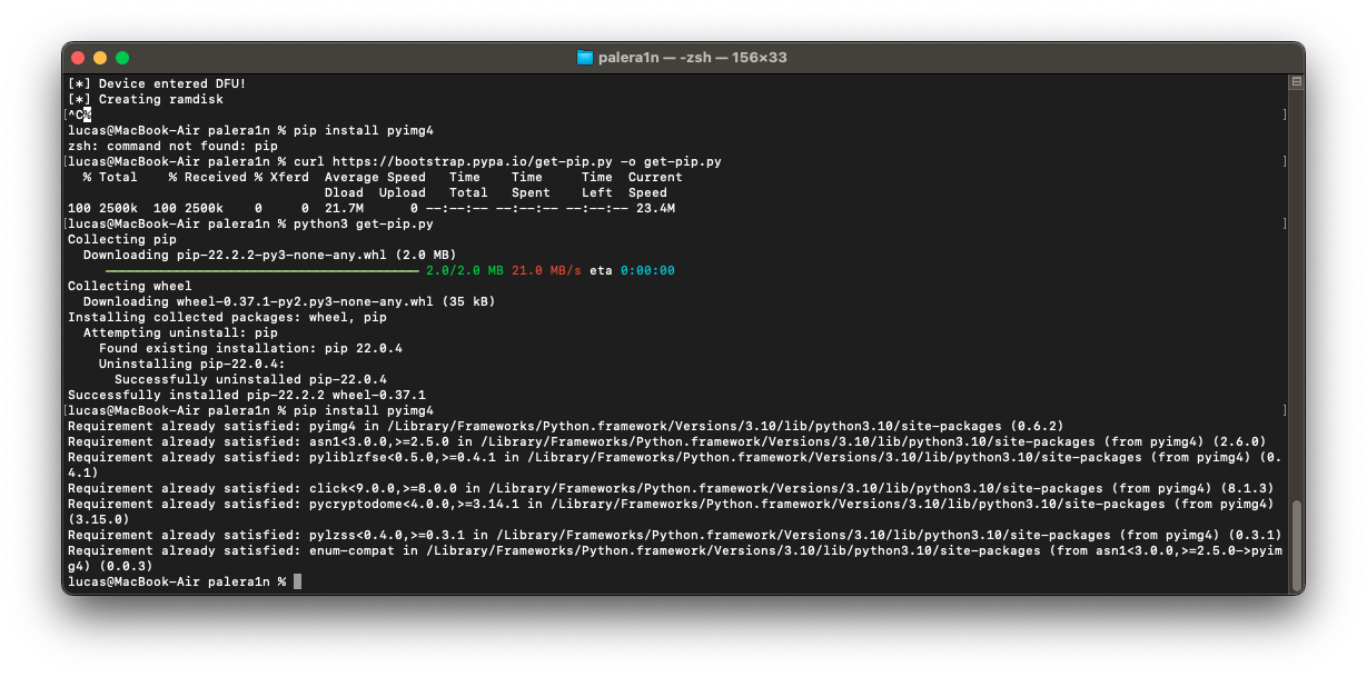 Stuck on creating ramdisk. · Issue #150 · palera1n/palera1n · GitHub