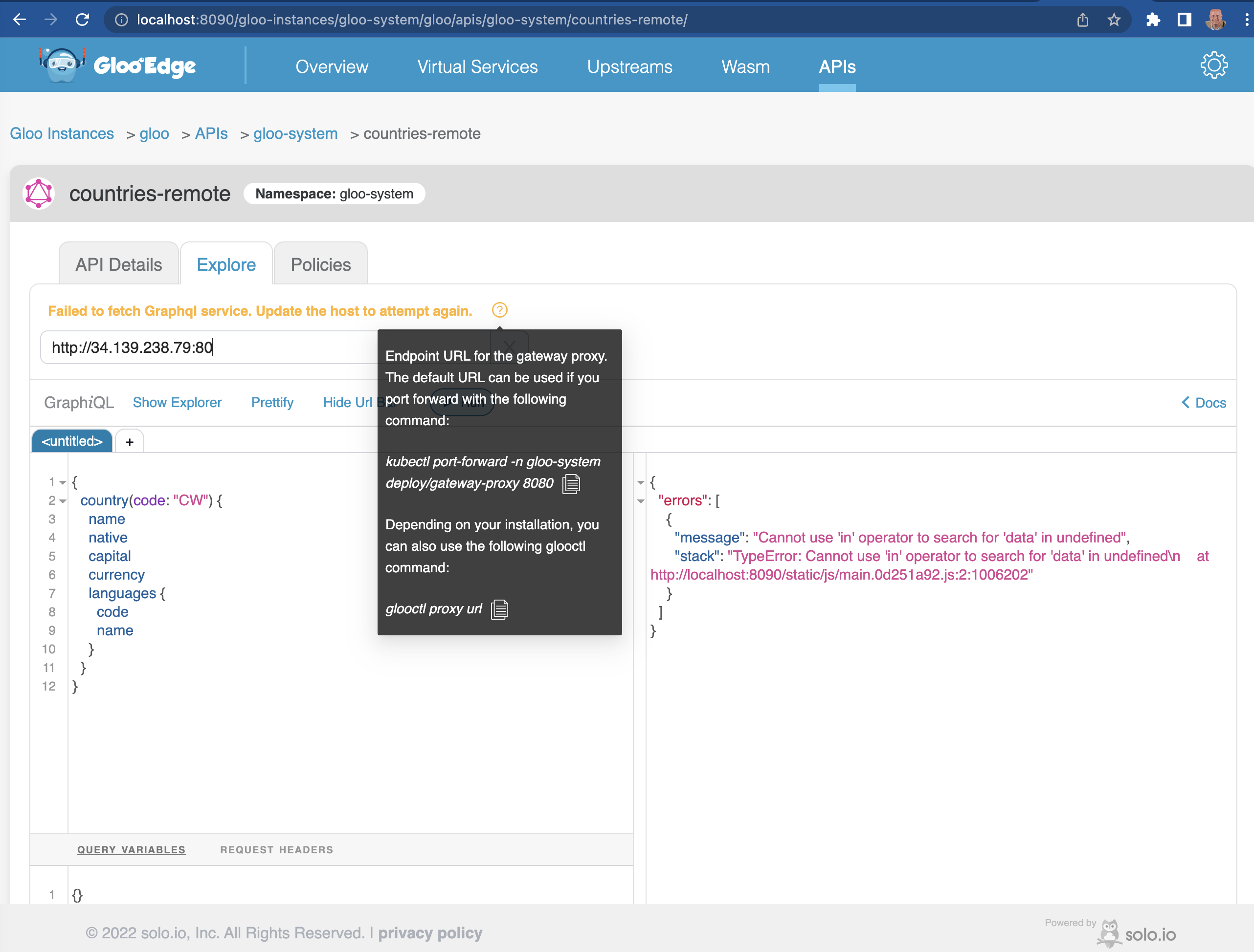 Graphql Ui Explorer Fails To Execute Query With Remote Executor Schema · Issue 6736 · Solo Io